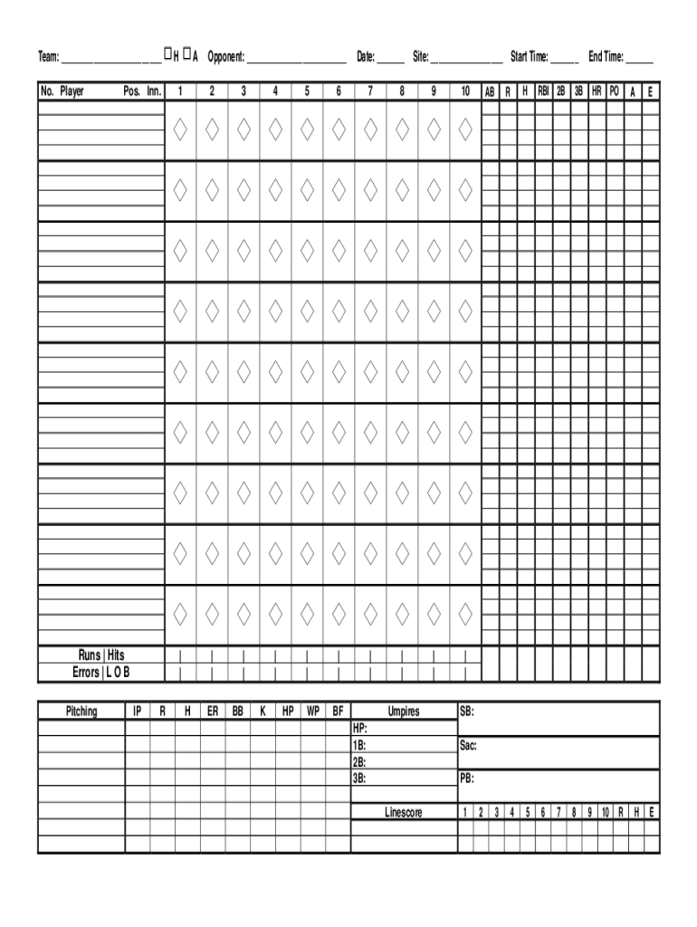 Fillable Online 30+ Printable Baseball Scoresheet / Scorecard Templates ...