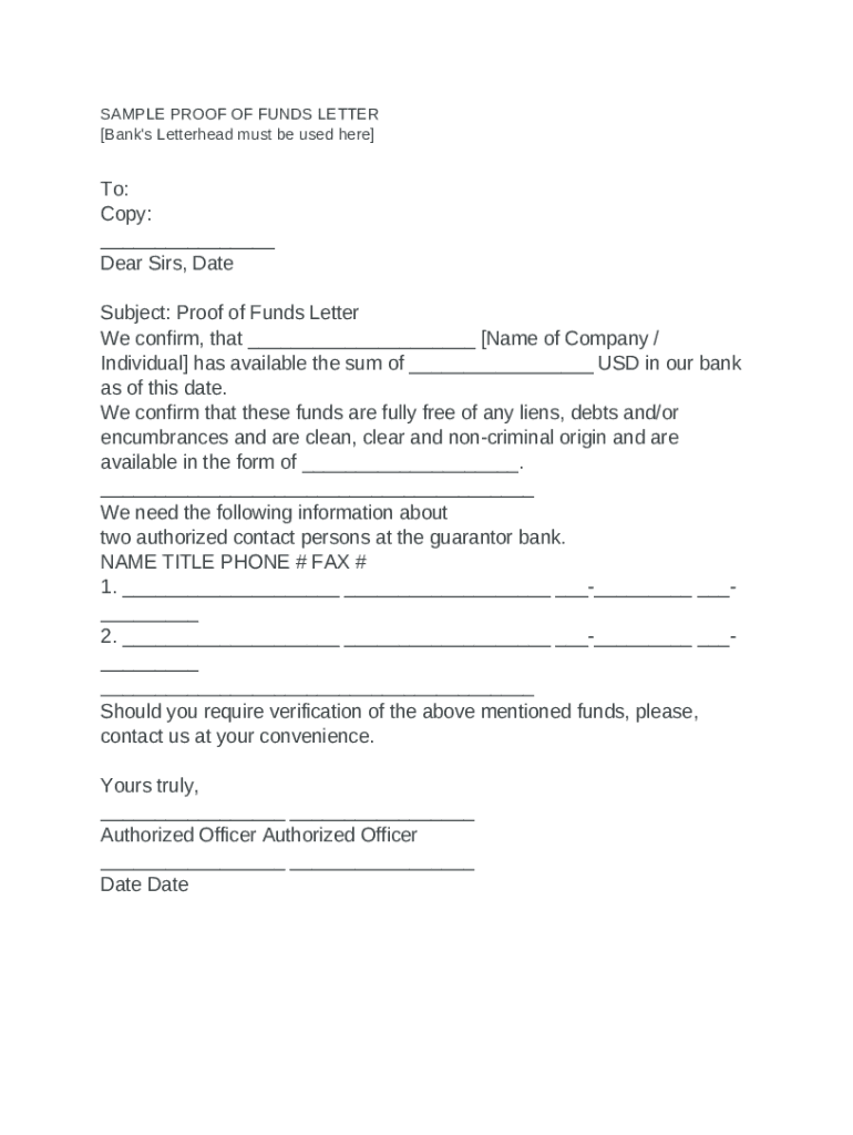 proof of funds letter template 03.docx - SAMPLE PROOF OF ... Doc ...