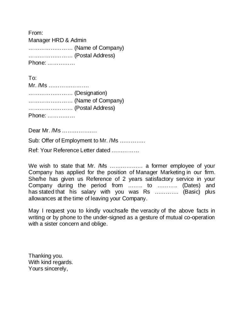 Employment Verification Letter Template printable pdf download Doc ...