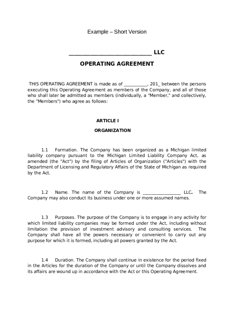 14+ LLC Operating Agreement ExamplesPDF, DOC14+ LLC Operating Agreement ExamplesPDF, DOCFree LLC ...