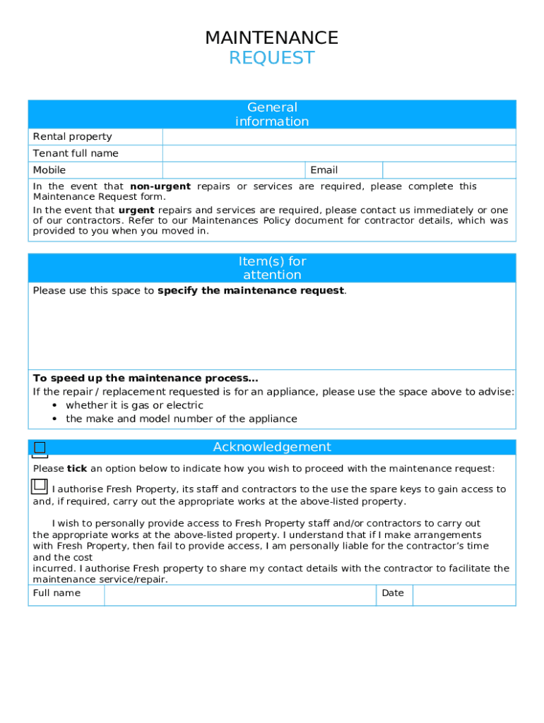 Tenant Maintenance Request Letter - Sample, TemplateFREE 10+ Maintenance Request s in PDFMS ...