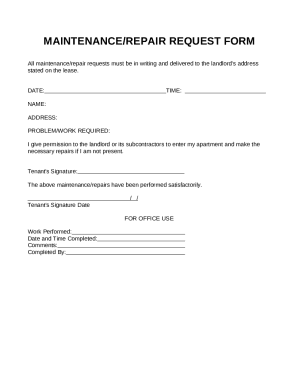 Maintenance Repair Request Download Printable PDF ... Doc Template ...