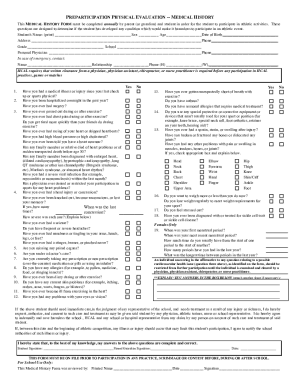 Fillable Online (PDF) PREPARTICIPATION PHYSICAL EVALUATION --MEDICAL ...