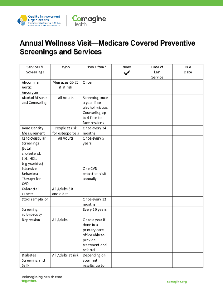Comagine Annual Wellness Visit - Medicare Form - Fill Online, Printable ...