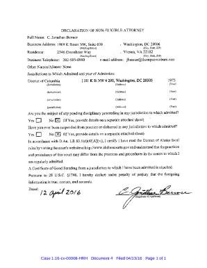 Fillable Online DECLARATION OFNON-ELIGIBLE ATTORNEY Fax Email Print ...