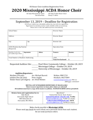 Fillable Online 2020 Audition Registration Form.docx Fax Email Print ...