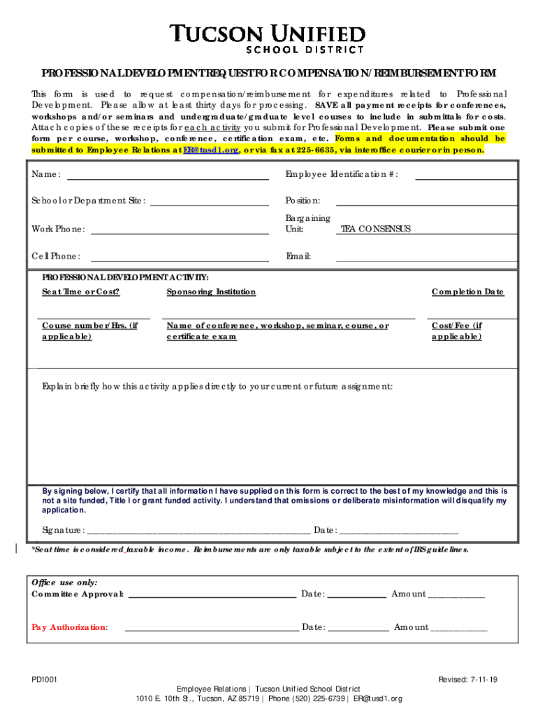 Fillable Online Professional Development Request FormFREE 10+ Employee Reimbursement Forms in ...