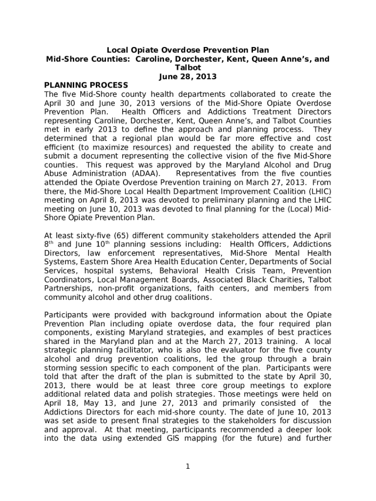Local Opiate Overdose Prevention Plan Mid-Shore Counties ... Doc ...