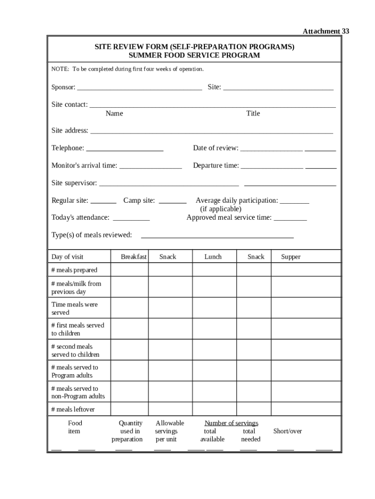 Summer Food Service Program - Federal Register Doc Template | pdfFiller