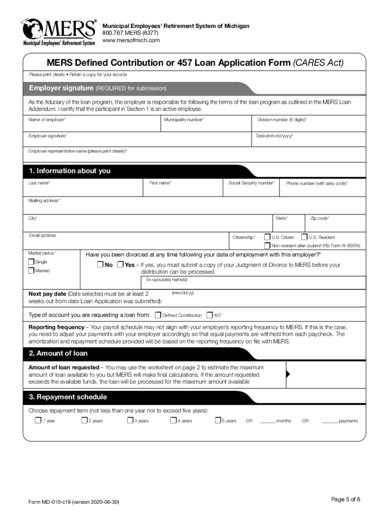 Fillable Online Defined Contribution or 457 Loan Application Fax Email ...