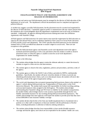 FIELD PLACEMENT POLICY AGREEMENT - www2 naz Doc Template | pdfFiller