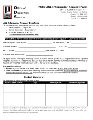 Fillable Online PCCC ASL Interpreter Request Form Fax Email Print ...