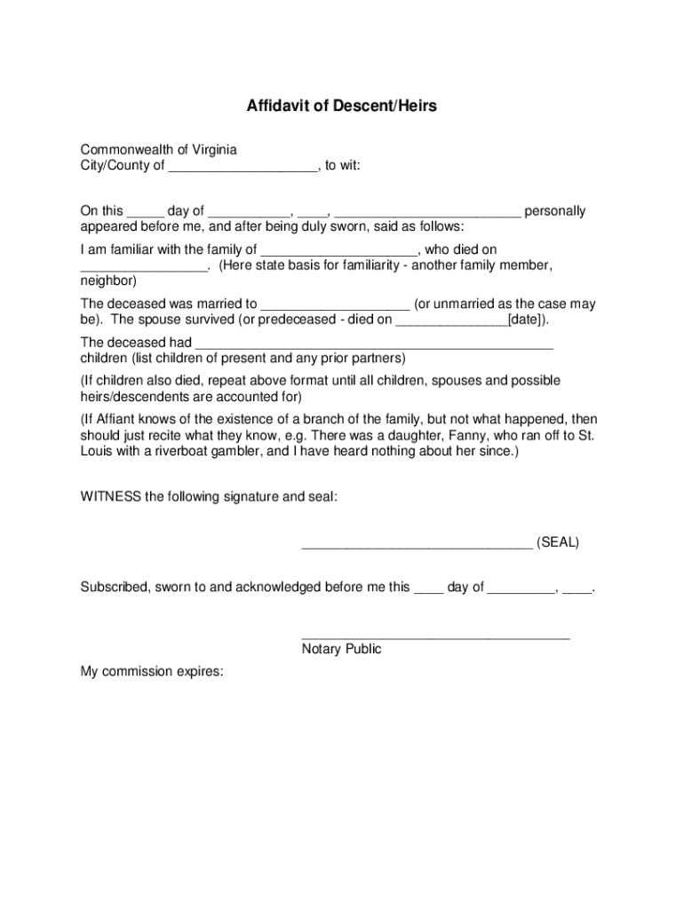 Fillable Online Blank Affidavit of Heirship Forms - Free Affidavit of ...