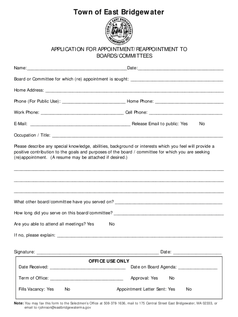 Fillable Online TAHOMA.Appointment.Reappointment Form Fax Email Print ...