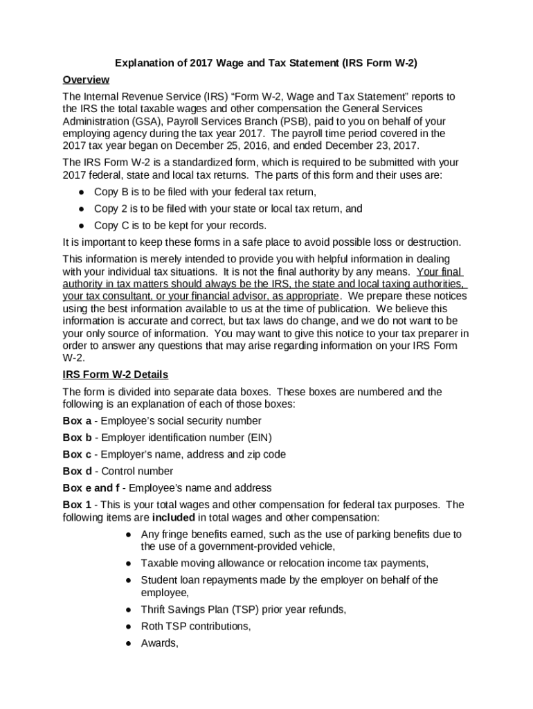 Explanation of 2016 Wage and Tax Statement (IRS W-2 ... Doc Template ...