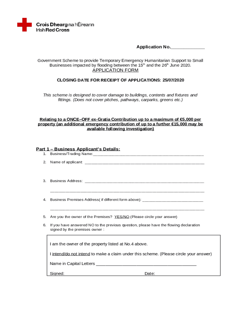 HUMANITARIAN FLOOD SUPPORT SCHEMEIrish Red Cross Doc Template | pdfFiller