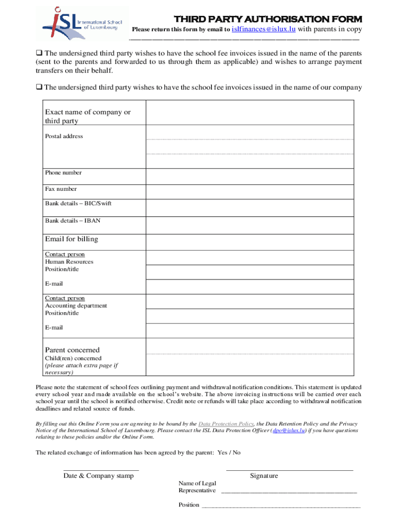 Fillable Online Third Party Letter of AuthorizationThird Party ...