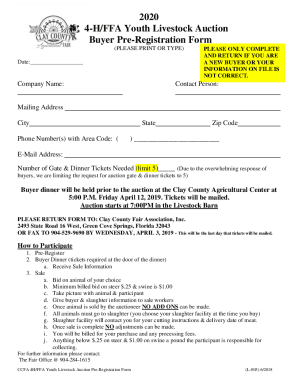 Fillable Online 2021 4-H/FFA Youth Livestock Auction Buyer Pre ...