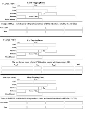 Fillable Online Lamb Tagging Form Fax Email Print - pdfFiller