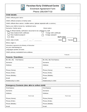 Fillable Online Preschool Enrolment Form.doc Fax Email Print - pdfFiller