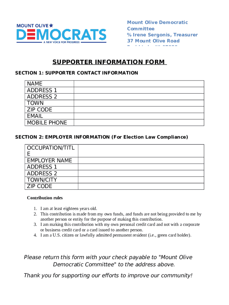 SUPPORTER INATION Doc Template | pdfFiller