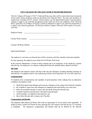 Fillable Online CITY COLLEGES OF CHICAGO COVID-19 TELEWORK REQUEST Fax ...