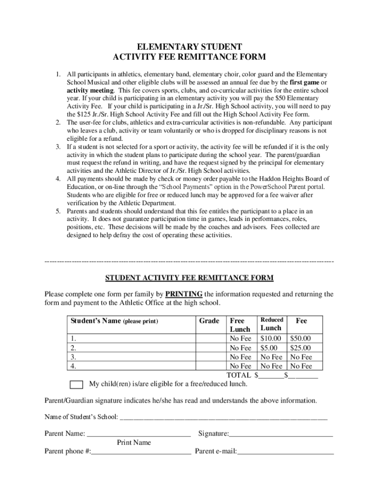 Fillable Online ACTIVITY FEE REMITTANCE FORM Fax Email Print - pdfFiller