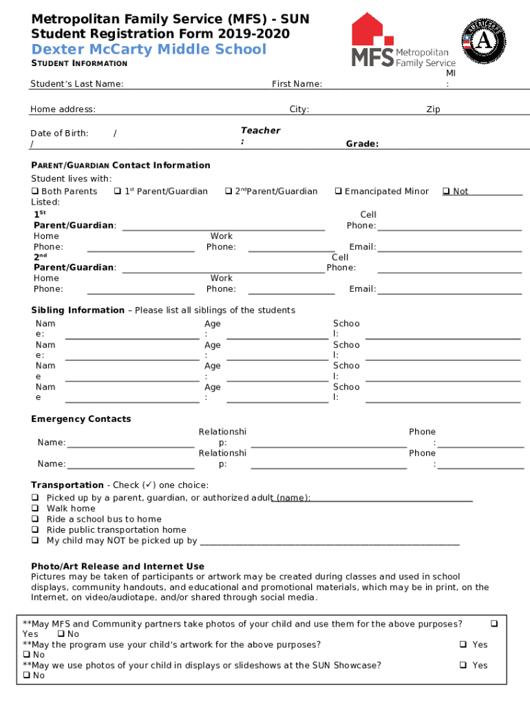 MESD Functional Living Skills Student Registration Doc Template | pdfFiller