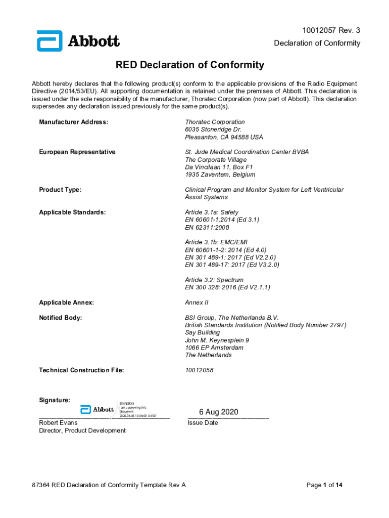 Fillable Online Required Elements for a Declaration of Conformity to a ...