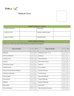 Fillable Online Pediatric Health History Form Child's Name - UCI Health ...