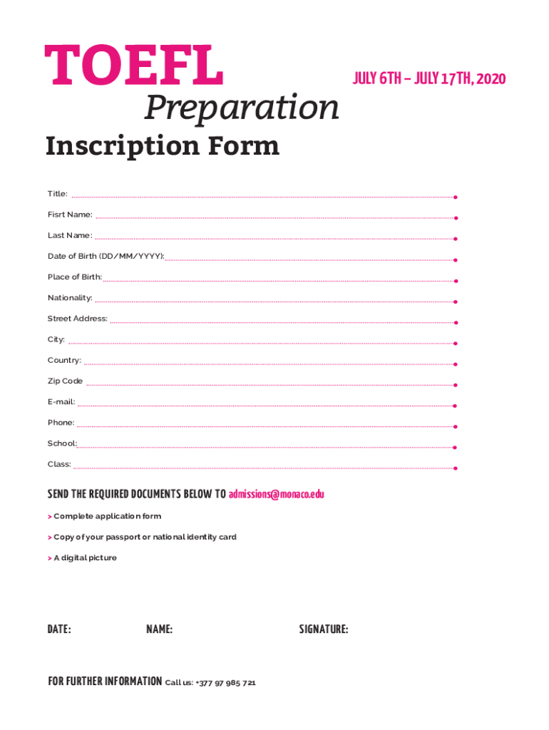 Fillable Online TOEFL Registration Bulletin and Forms (For Test Takers ...