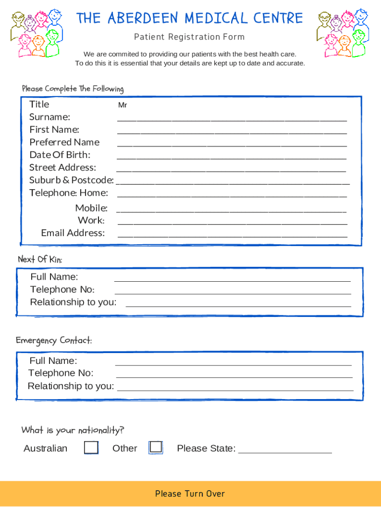 Fillable Online Patient Registration Form TemplatesPrintable Medical ...