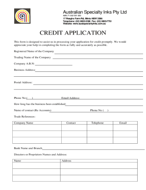 Fillable Online Credit Application Template - 33 + Examples in PDF ...