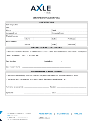 Fillable Online Customer Application Form Template123 Form Builder Fax ...