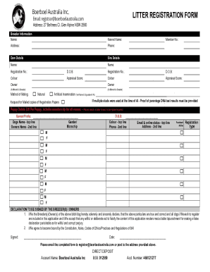 Fillable Online LITTER REGISTRATION FORM Email ... - Boerboel Australia ...