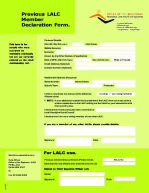 Fillable Online Previous LALC Member Declaration Form. - Darkinjung Fax ...