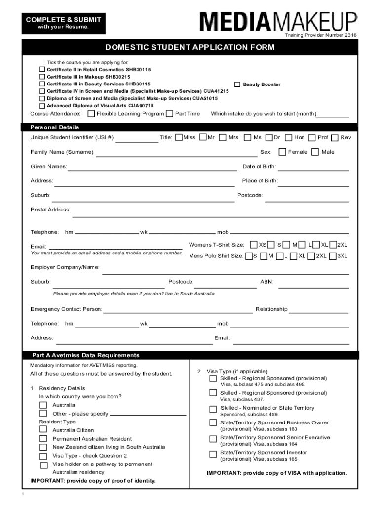 Fillable Online VET IN SCHOOLS SACE STUDENT APPLICATION FORM ...