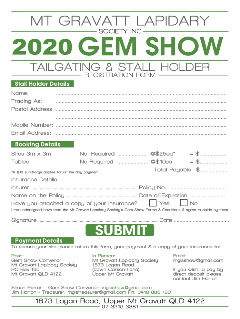 Fillable Online MGLS 2020 Tailgating Form Fax Email Print - pdfFiller