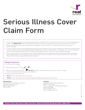 Fillable Online Real Serious Illness Cover Claim Form Fax Email Print ...