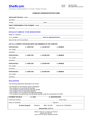 Fillable Online Company Deregistration Form Fax Email Print - pdfFiller