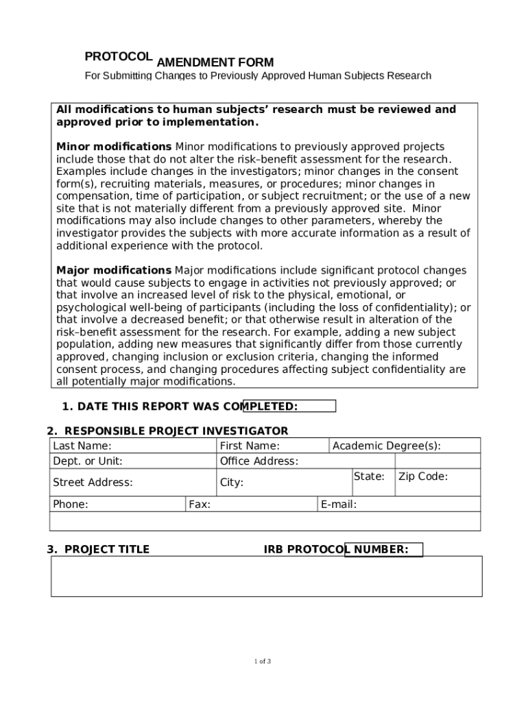 Modifications to Approved Research Doc Template | pdfFiller