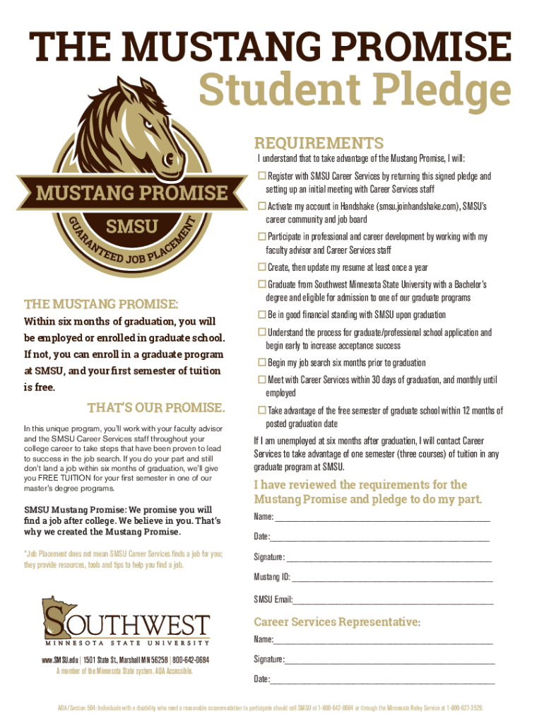 Fillable Online THE MUSTANG PROMISE Student Pledge Fax Email Print ...