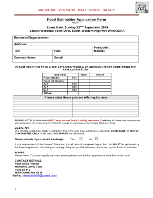 Fillable Online Food Stallholder Application Form Fax Email Print ...