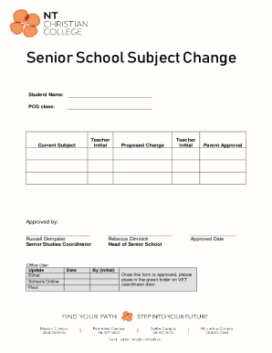 Fillable Online 2020 Subject Change Form Fax Email Print - pdfFiller