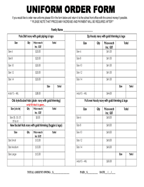 Fillable Online 20+ Uniform Order FormsJotFormOnline Uniform Order Form Template123 Form ...