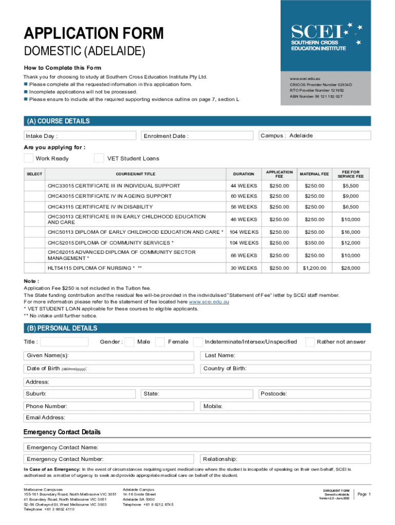 Fillable Online APPLICATION FORM - SCEI Fax Email Print - pdfFiller