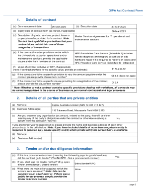 Fillable Online GIPA Act Contract Form - Southern Cross University Fax ...