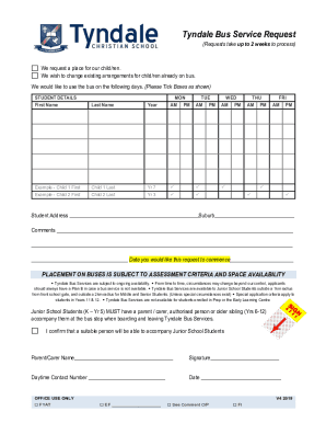 Fillable Online 2019 Bus Service Request and Change Form V4.docx Fax ...