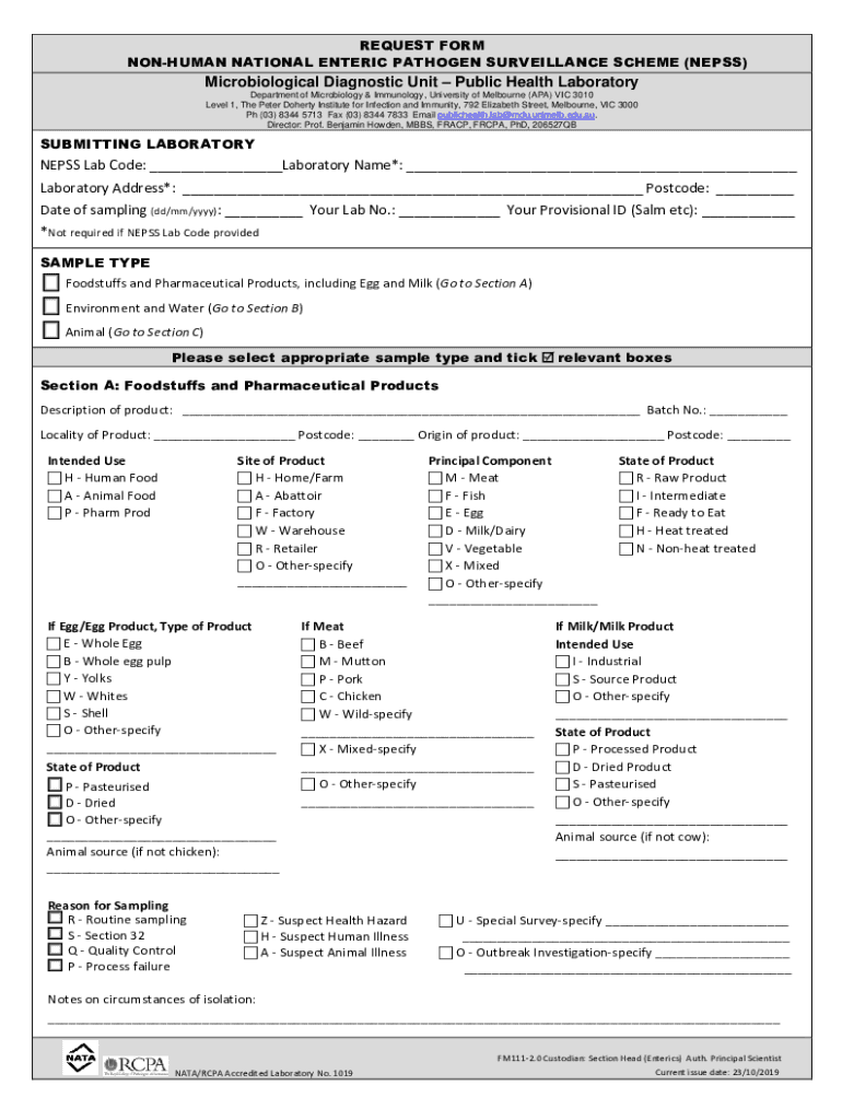Fillable Online biomedicalsciences unimelb edu NON-HUMAN NATIONAL ...