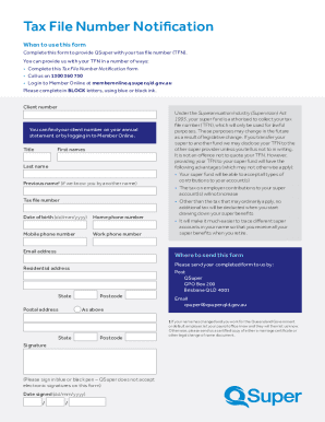 Fillable Online Tax file numbers and super contributionsAustralian ...